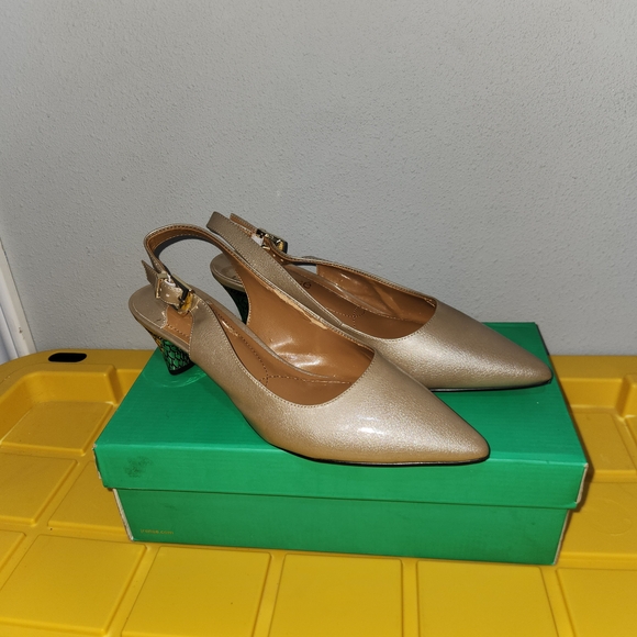 J.Renee | Shoes | Jrenee Mayetta Pearlized Patent Snake Heel Slingback ...